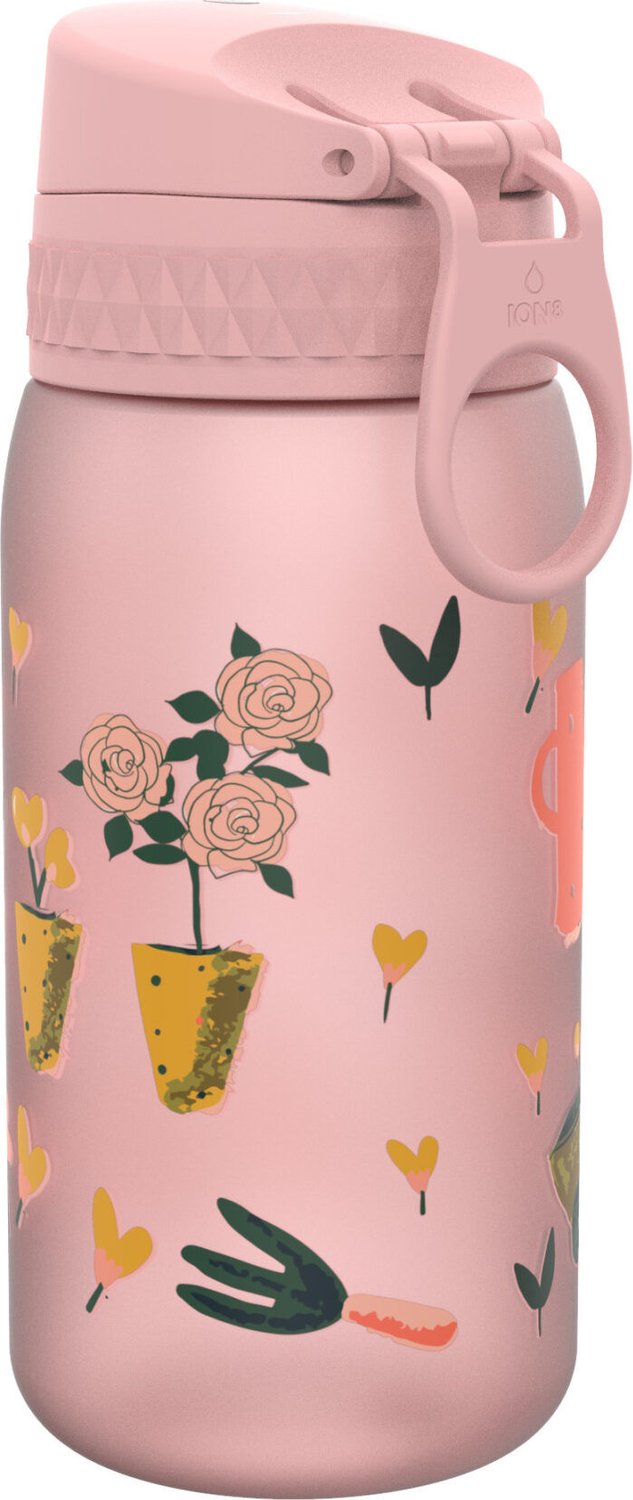 Bidon dla dzieci 400ml ION8 - różowy z motywem ogrodu - Nodik.pl