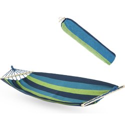 Hamak materiałowy 1-osobowy z drewnianymi listwami 200x80cm