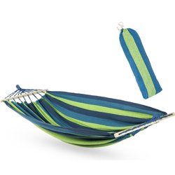 Hamak materiałowy 2-osobowy z drewnianymi listwami 200x160cm